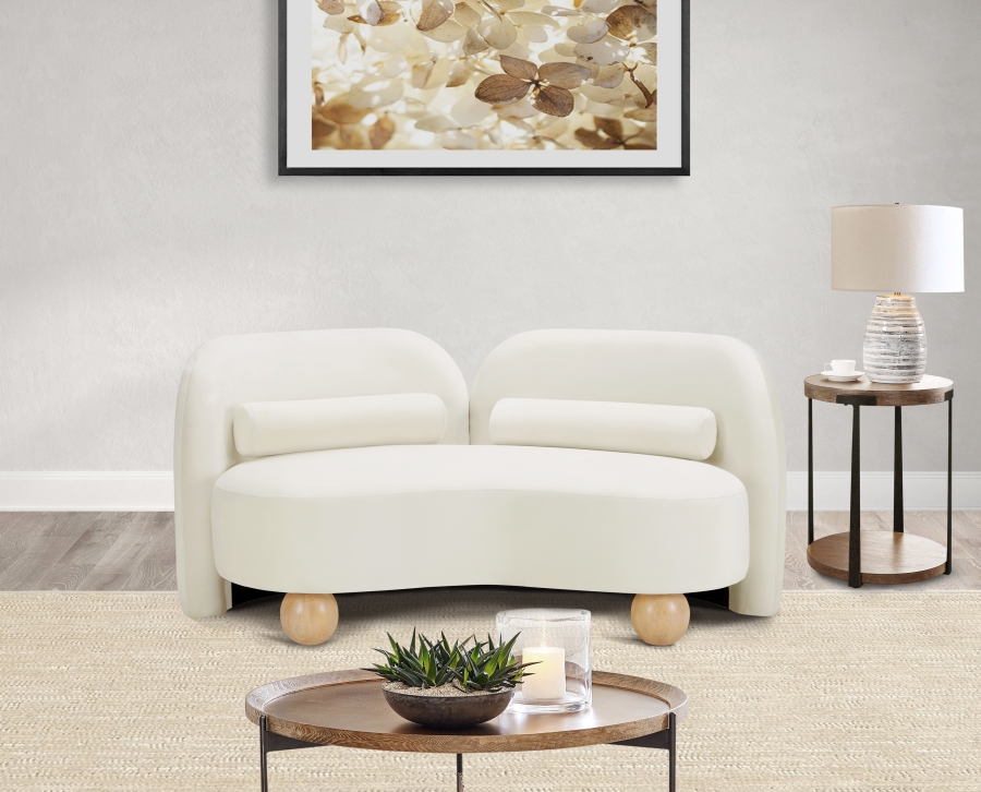 Daphne 64" Velvet Upholstered Loveseat - CREAM - Havilah Castle